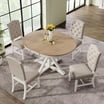 Extendable Round Dining Table for Six, Solid Wood Farmhouse Style, Kitchen & Dining Room Table ...