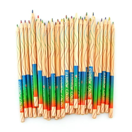Qionma 10pcs Rainbow Four-Color Lead Wooden Pencil Students DIY ...