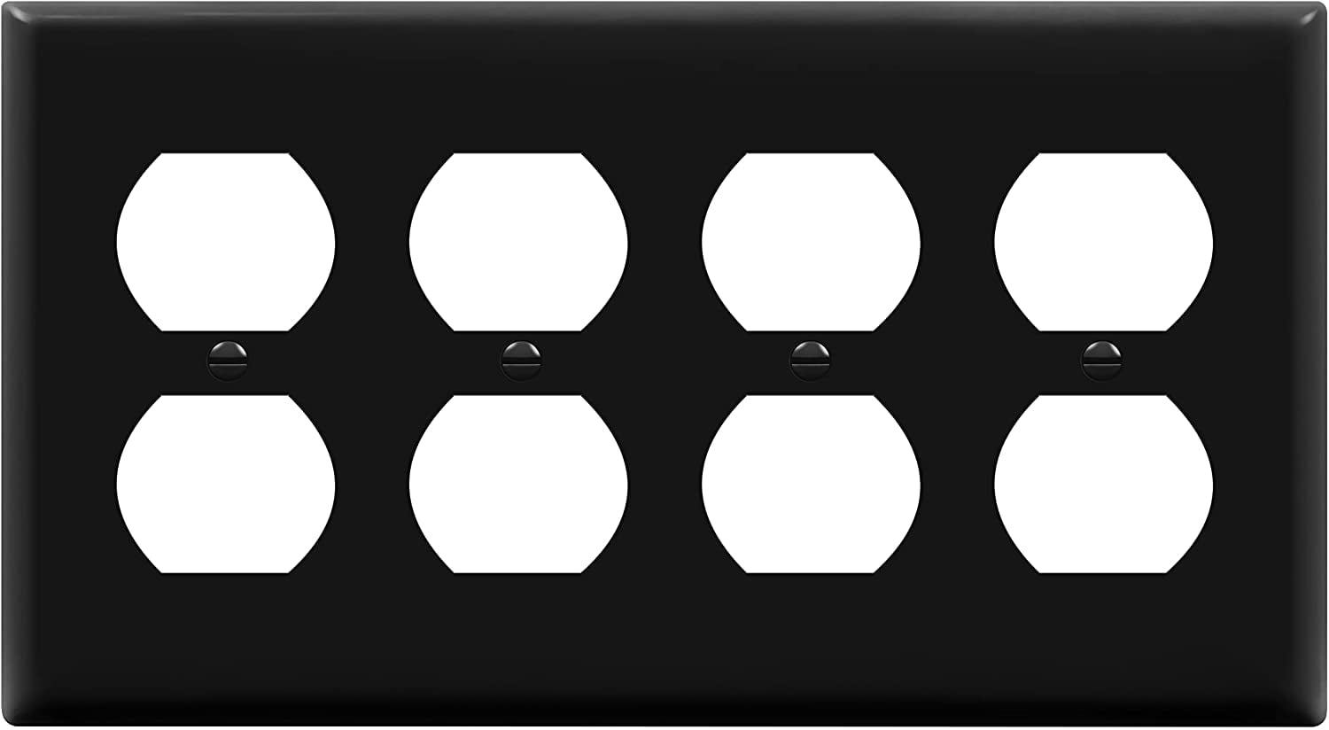 ENERLITES Quad Duplex Receptacle Wall Plate, Four Gang Electrical ...