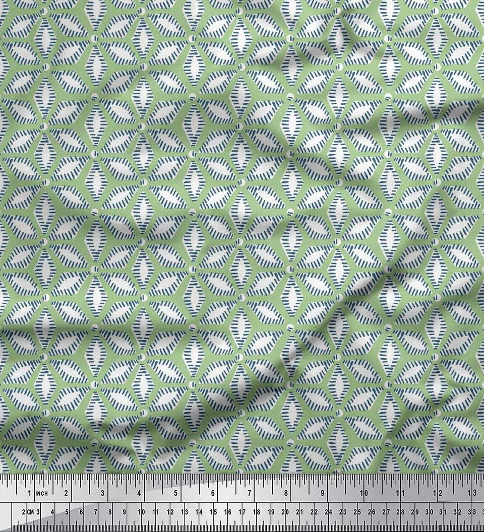 Soimoi Japan Crepe Satin Fabric Geometric Mandala Print Fabric by the ...