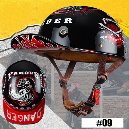 Half Helmet Vintage Baseball Cap Helmet Motorcycle Riding Retro Scooter ...