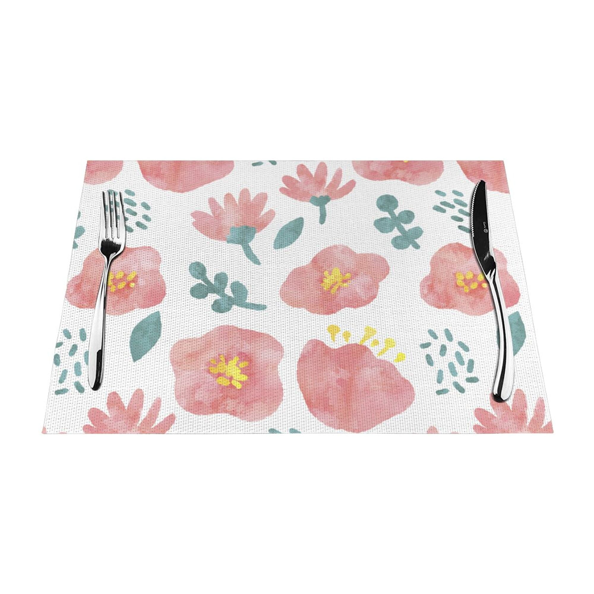 YFYANG Washable Heat-Resistant Placemats, 70% PVC/30% Polyester, Pink ...