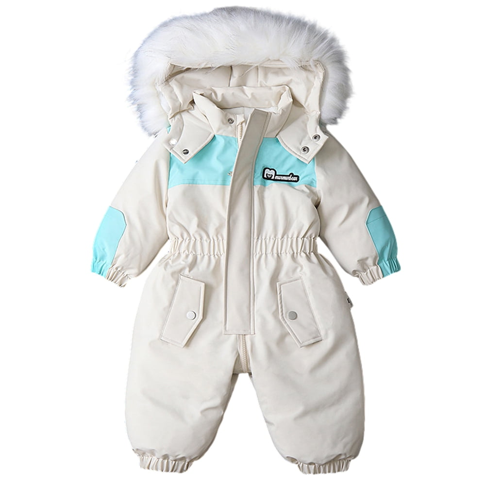 SILVERCELL Toddler One-Piece Fleece Lined Romper Down Coat 0-3 Years Baby Boys Girls Hooded ...