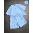 Blue Mens Streetwear Casual Set With 3D Cross Embroidery T-Shirt And ...