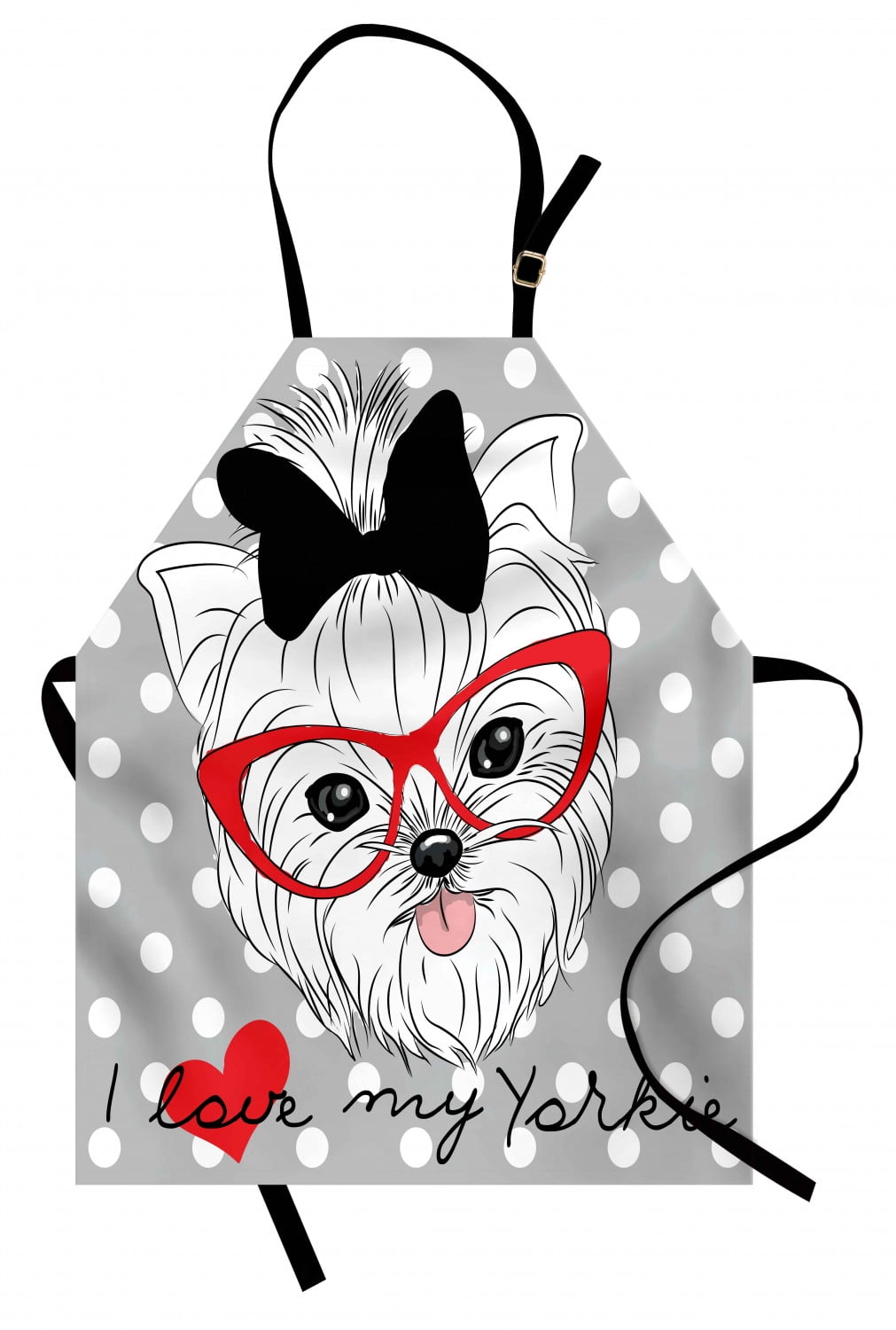 Yorkie Apron Tilted Head Terrier I Love My Yorkie Red Nerd Glasses Love ...