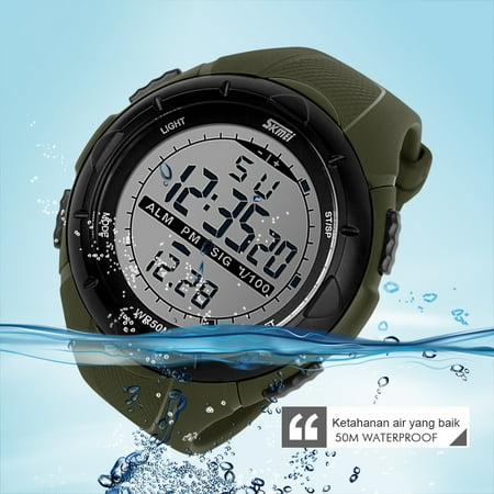 Clairlio 50M Waterproof Alarm Sports Wrist Watch Countdown Timer Men ...