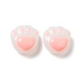 10 pc Opaque Glass Beads Hand Drawn Beads Cat Claw Print Pink 14.5x14 ...