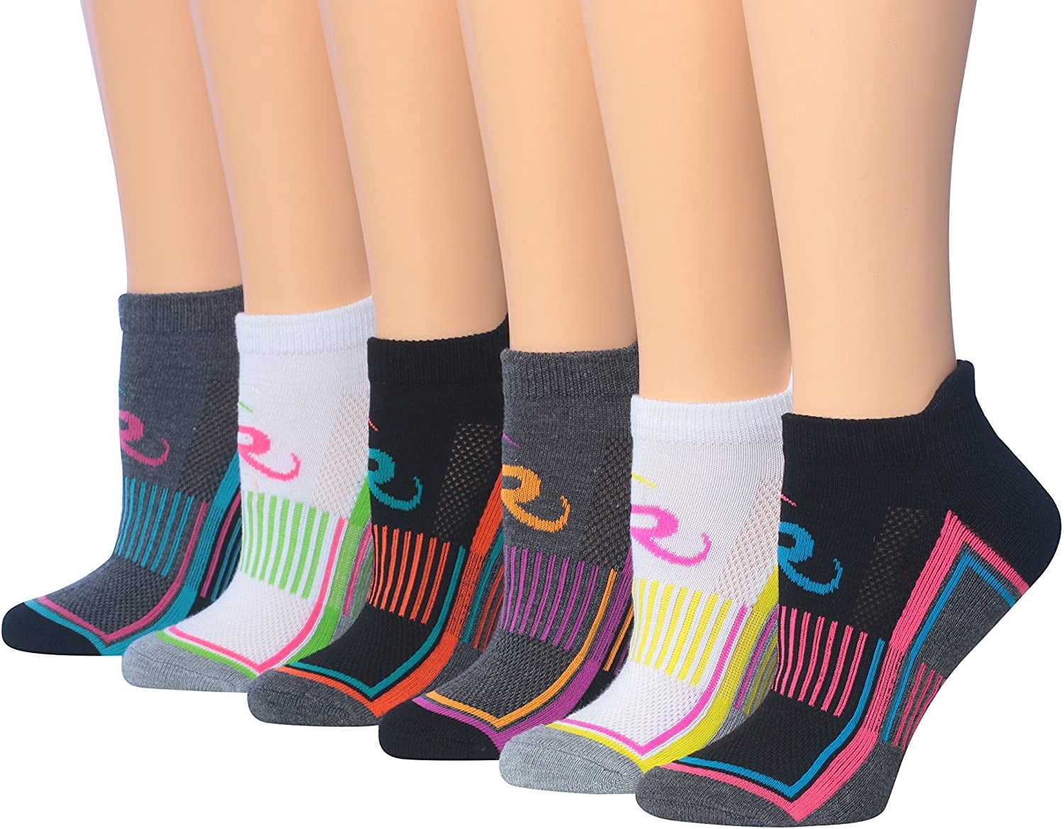 Ronnox Women's 6-Pairs Low Cut Running & Athletic Performance Tab Socks ...