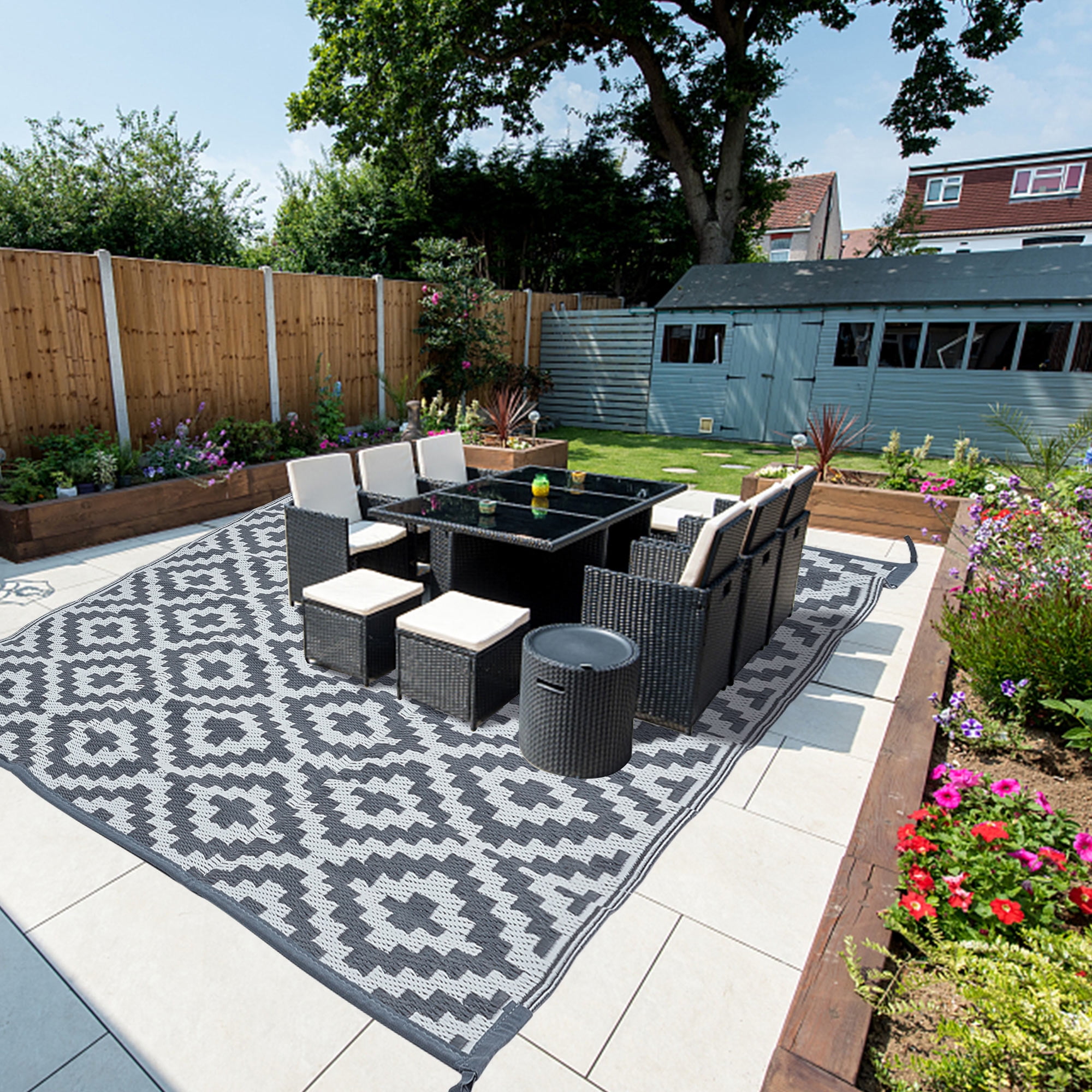 LELINTA 3.9x5.9 ft/4.9x7.8 ft/5.9x8.8 ft Outdoor Patio Rug Reversible ...