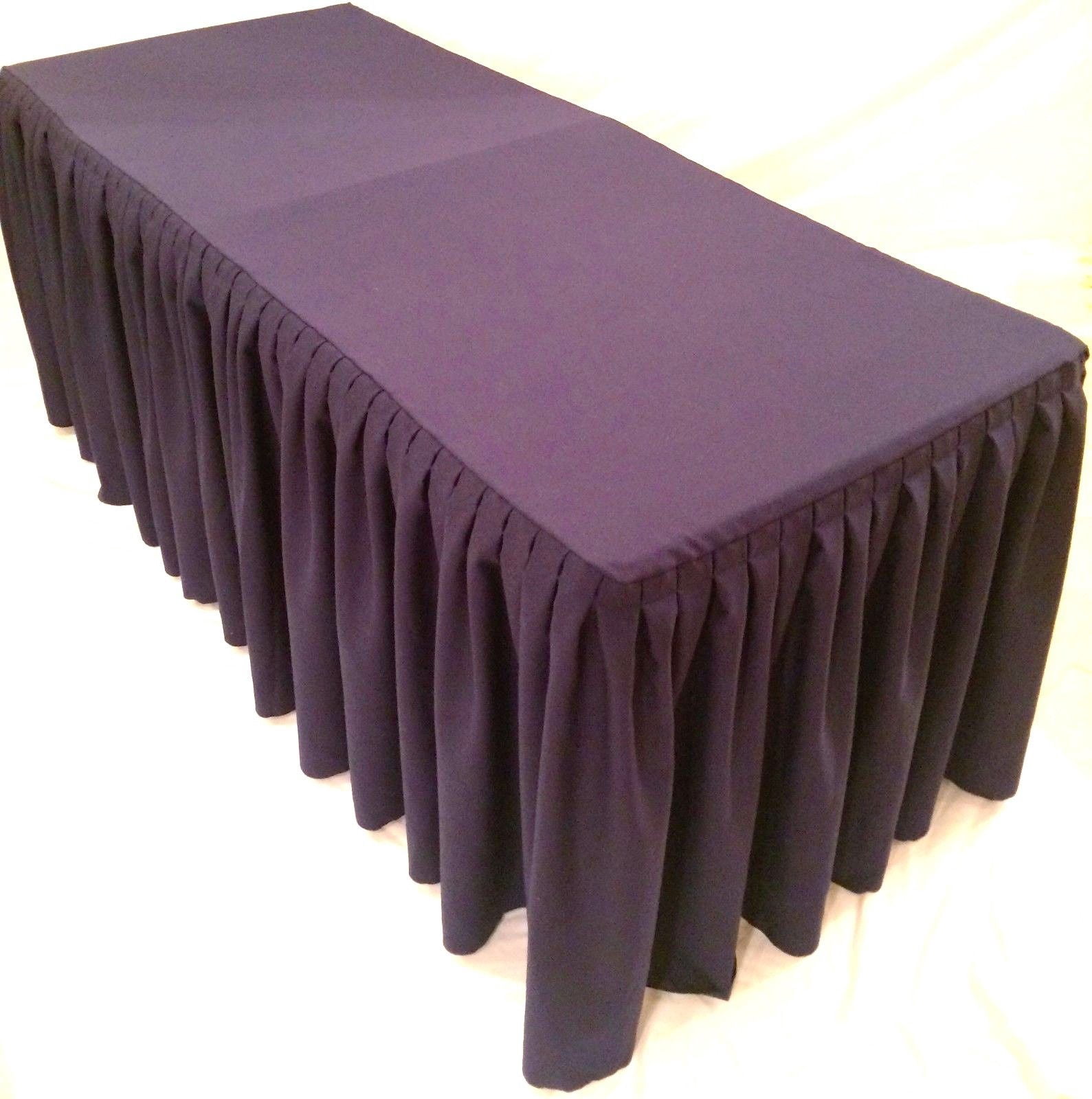 5' Fitted Polyester Double Pleated Table Skirting Cover w/Top Topper 21 ...