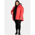 Big Chill Women's Plus Quilted Puffer Coat with Faux Fur Hood, Sizes S ...