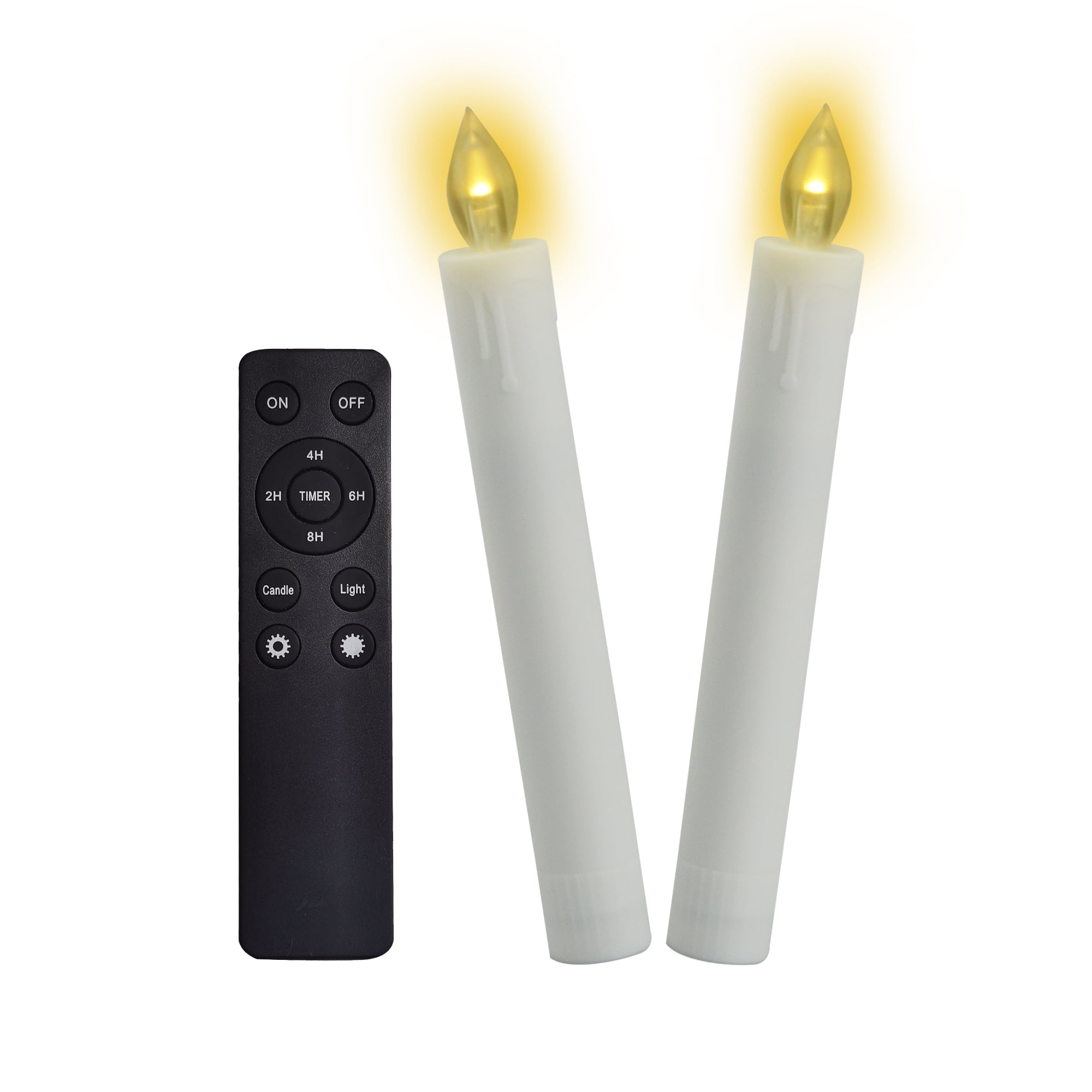 Flameless Taper Candles with Remote Timer Battery Operated Window ...