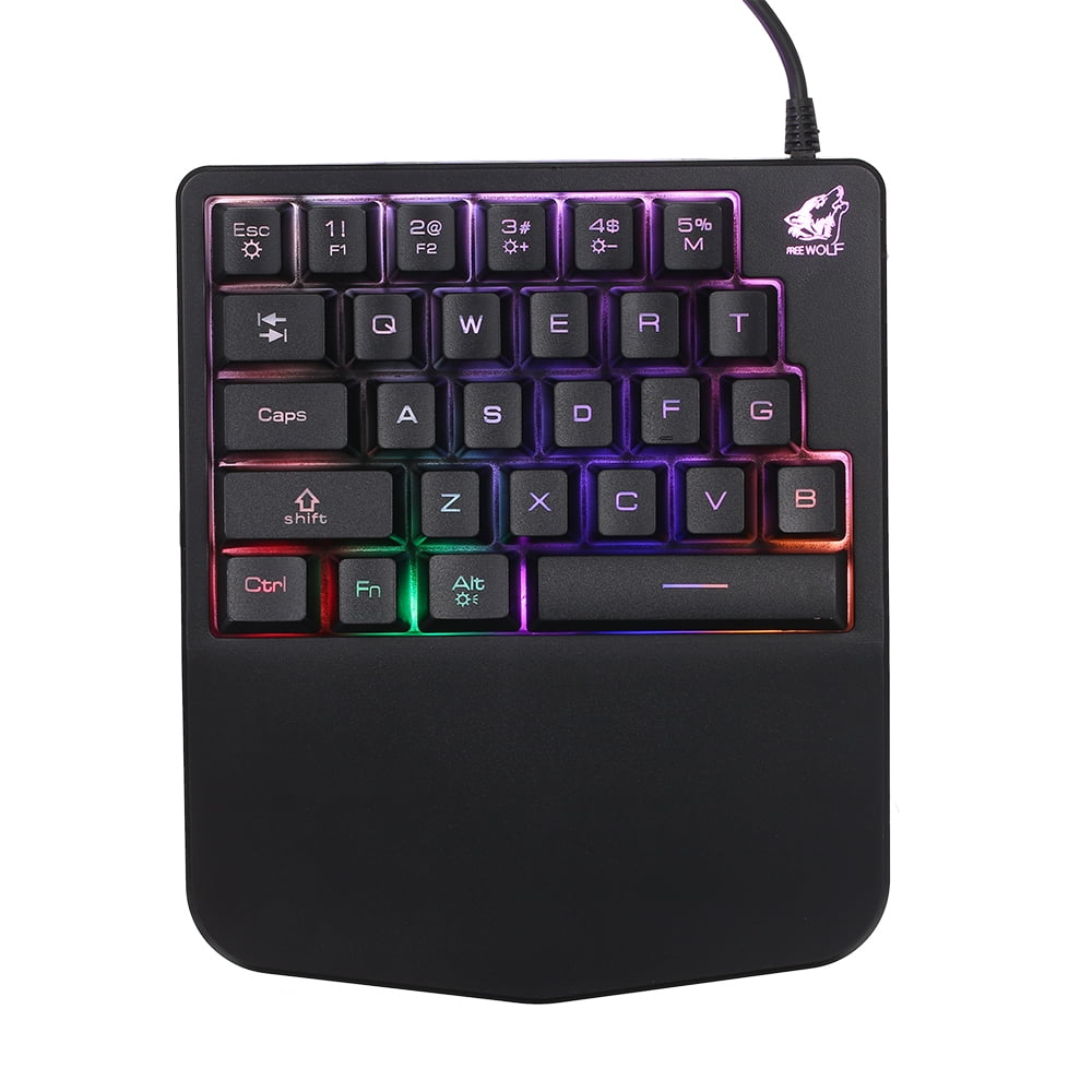 Free Wolf One-handed Membrane Keyboard 28 Keys with Backlight Single ...