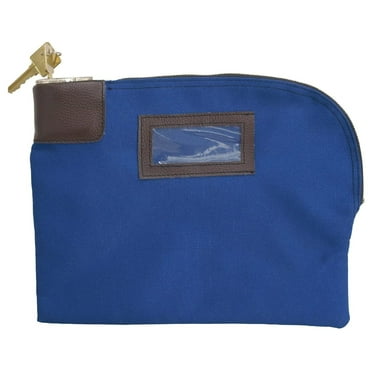 BISupply | Key Security Locking Money Bag, Navy Blue Bank Cash Bag with ...