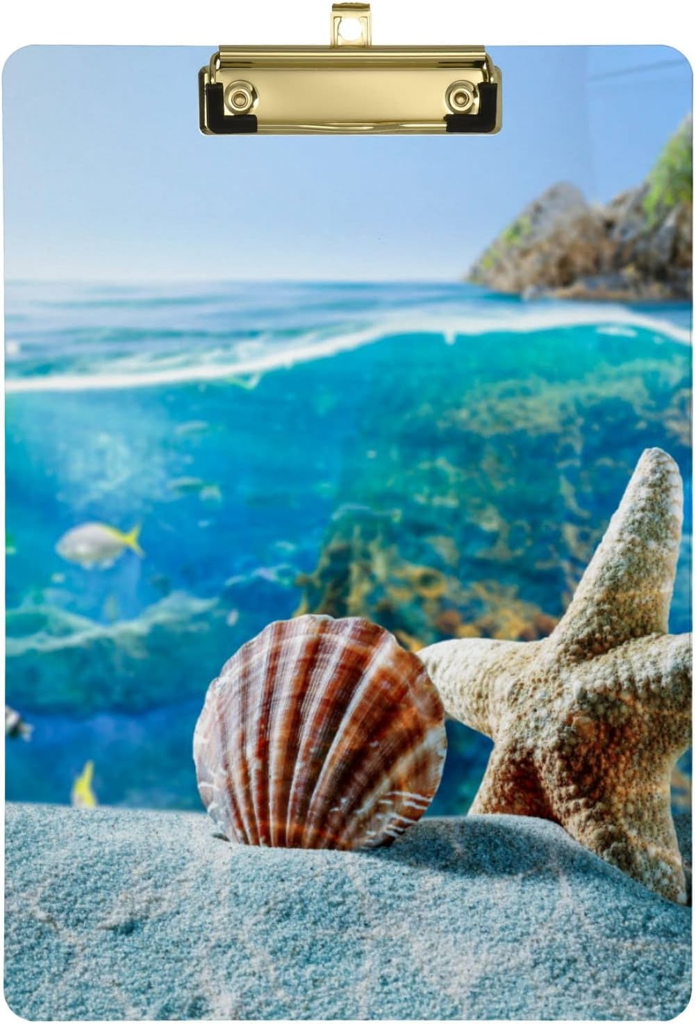 FMSHPON Sea Shells Starfish Clipboard Hardboard Wood Nursing Clip Board ...