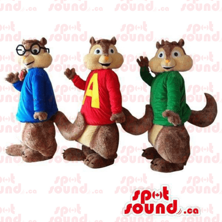 Well-Known Group Of Three Chipmunk Cartoon Character Plush SPOTSOUND ...