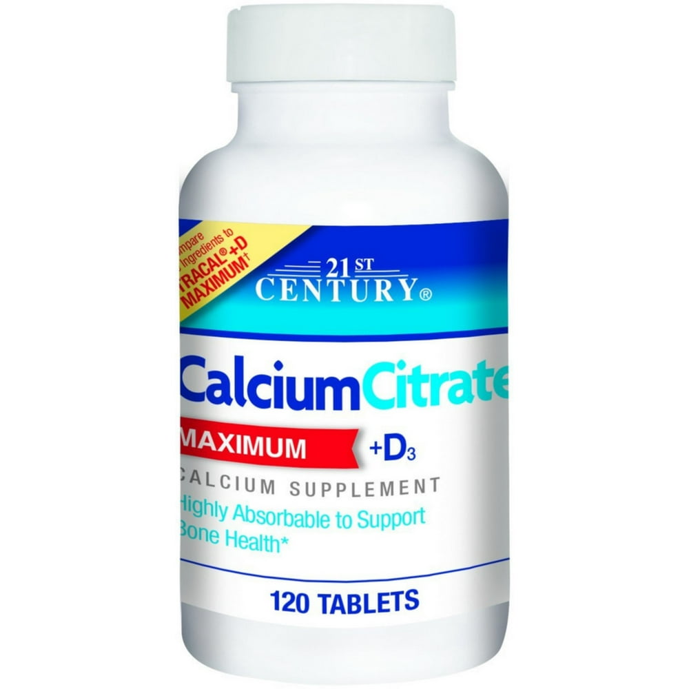 21st Century Calcium Citrate + D3 Tablets, Maximum 120 ea - Walmart.com ...