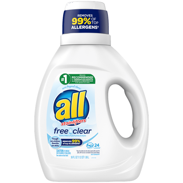 all Liquid Laundry Detergent, Free Clear for Sensitive Skin, 36 Fluid ...