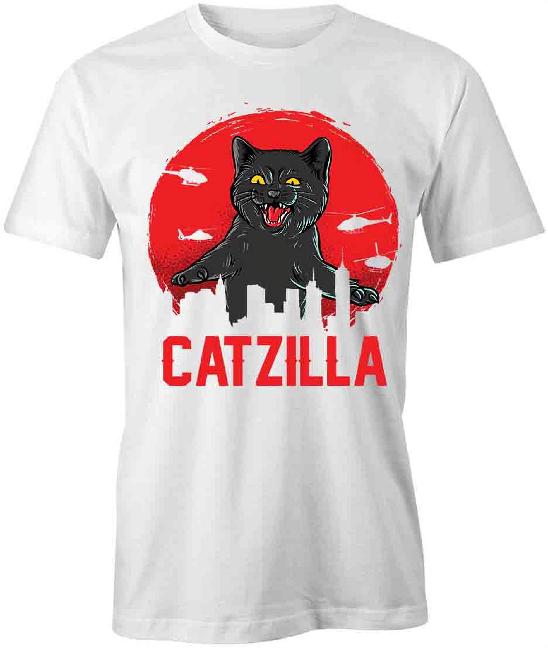 Catzilla T-Shirt | Funny Cat White Tee Gift - Walmart.com