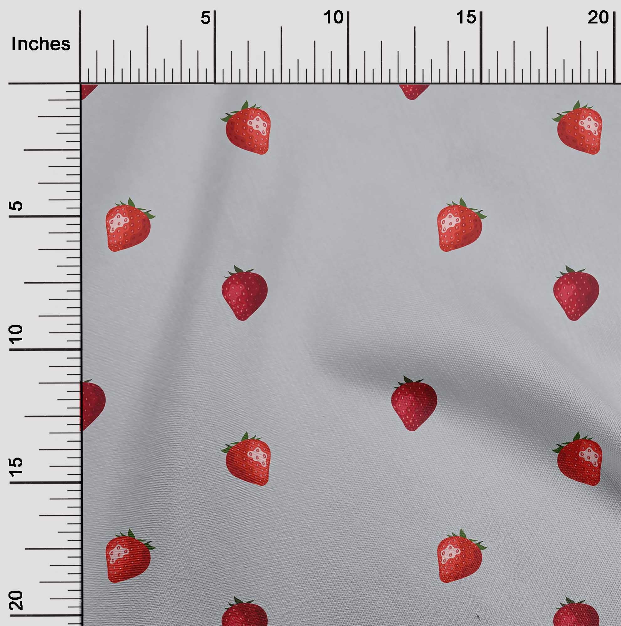 oneOone Silk Tabby Fabric Strawberry Fruit Print Fabric by The Yard 42 ...