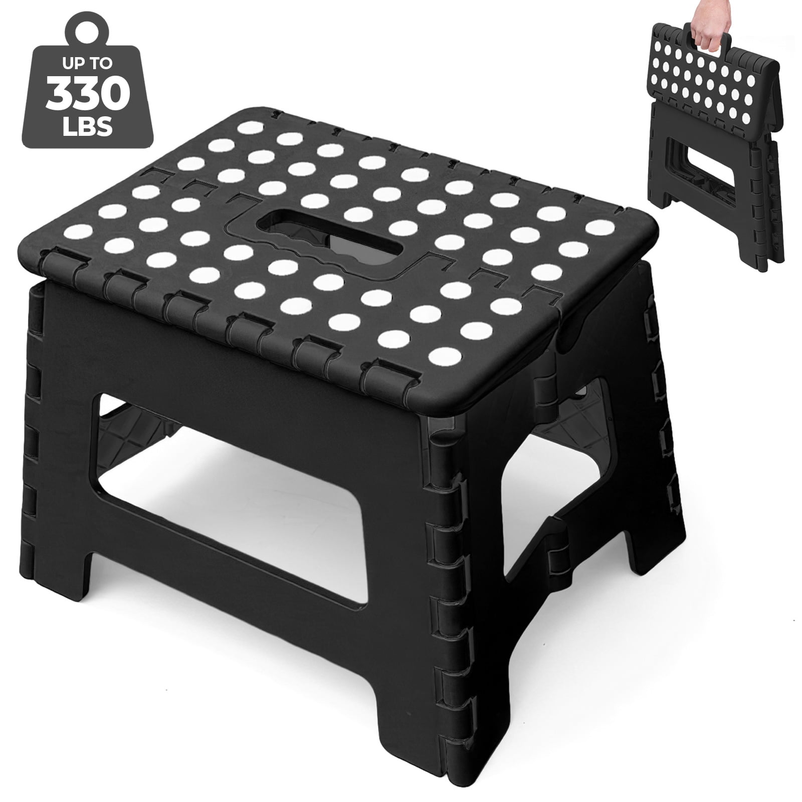 Folding Stool Step Down Footstool, Step Stool with Carrying Handle ...