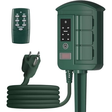 TEKLECTRIC Outdoor Remote Control Outlet With Wireless Remote and ...
