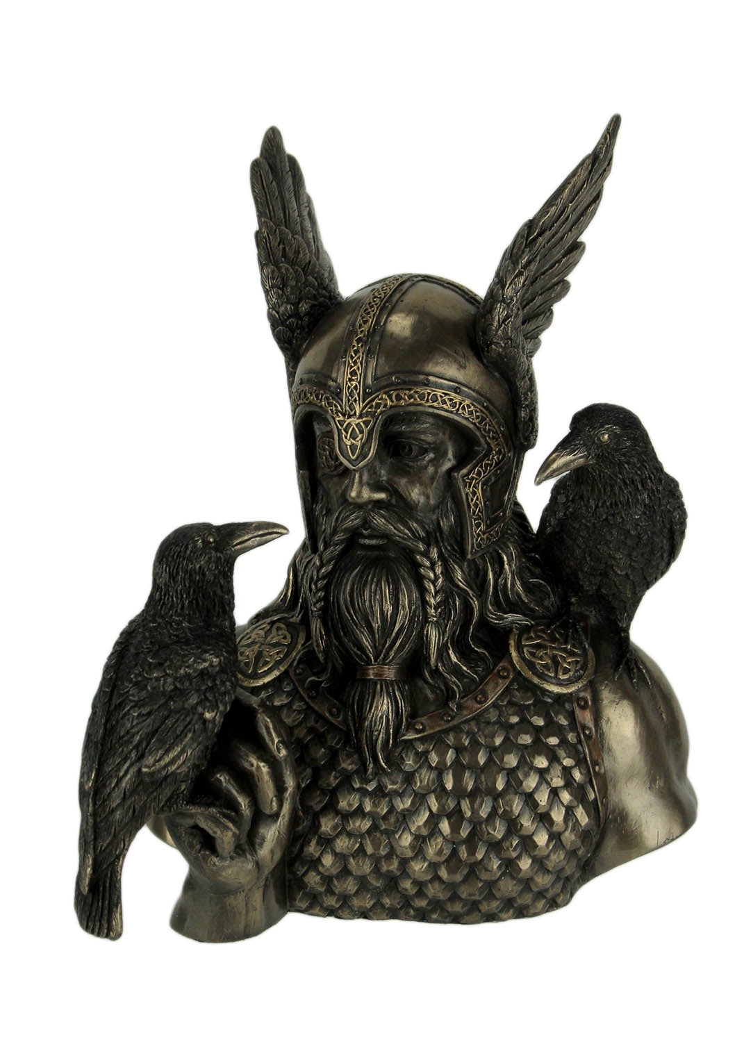 Veronese Design Norse God Odin in Winged Helm with Ravens Statue ...