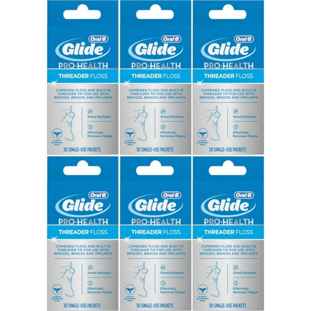 6 Pack - Oral-B Glide Pro-Health Threader Floss 30 Each - Walmart.com ...