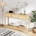 LAZZO Narrow Entryway Console Table with Storage, 3 Rattan Drawers ...