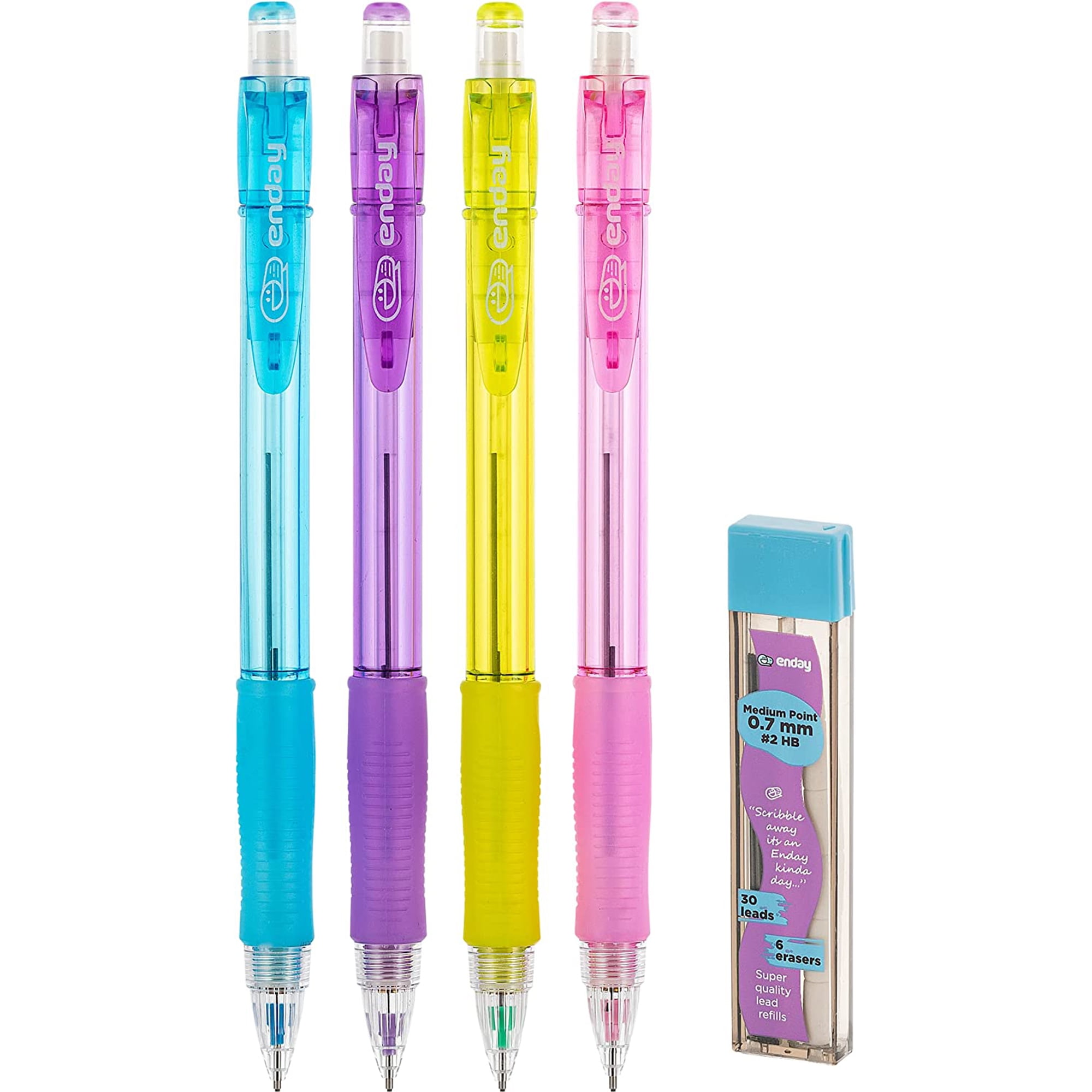 Enday 4-Piece Mechanical Pencil Set with Eraser & 0.7 mm Lead Refills ...
