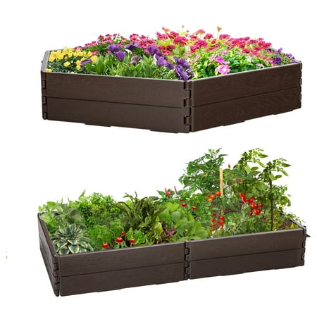 Gymax 2PCS Raised Garden Bed Set Outdoor Planter Box for Vegetable ...