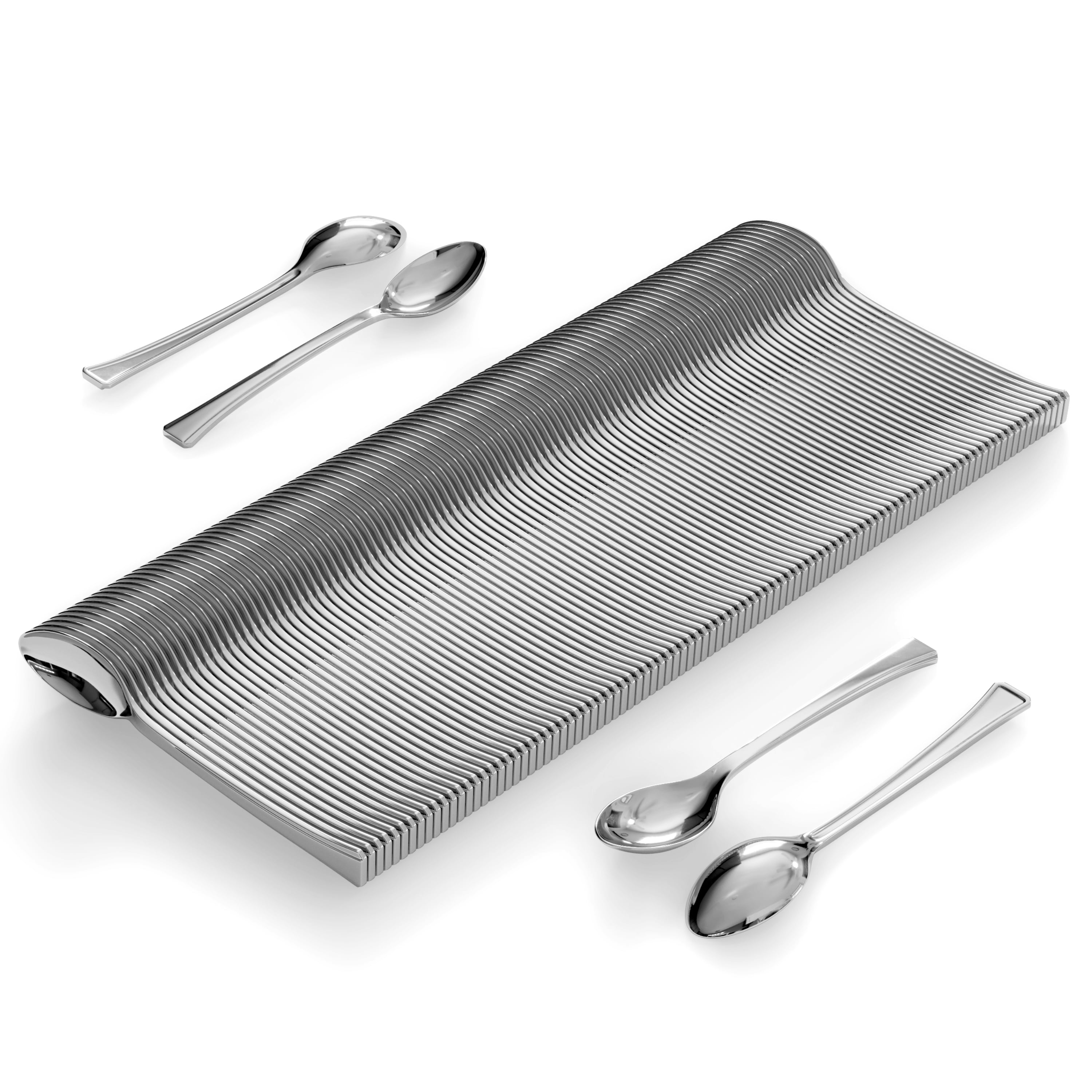 Crown Display Silver Mini Plastic Spoons For Tasting Spoons - 100 Count ...