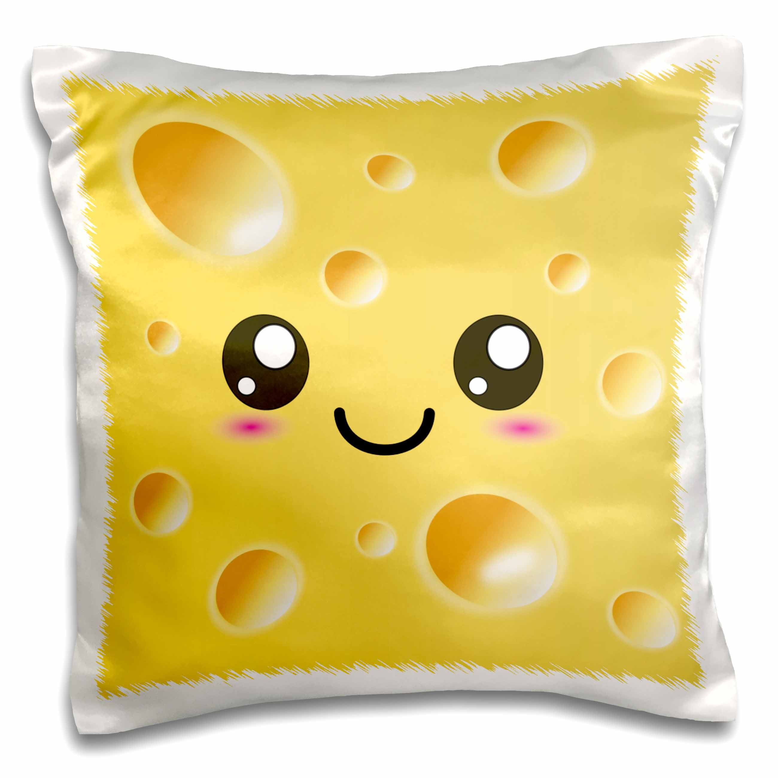 3dRose Cute Kawaii Happy Yellow Swiss Cheese with holes a smiley face ...