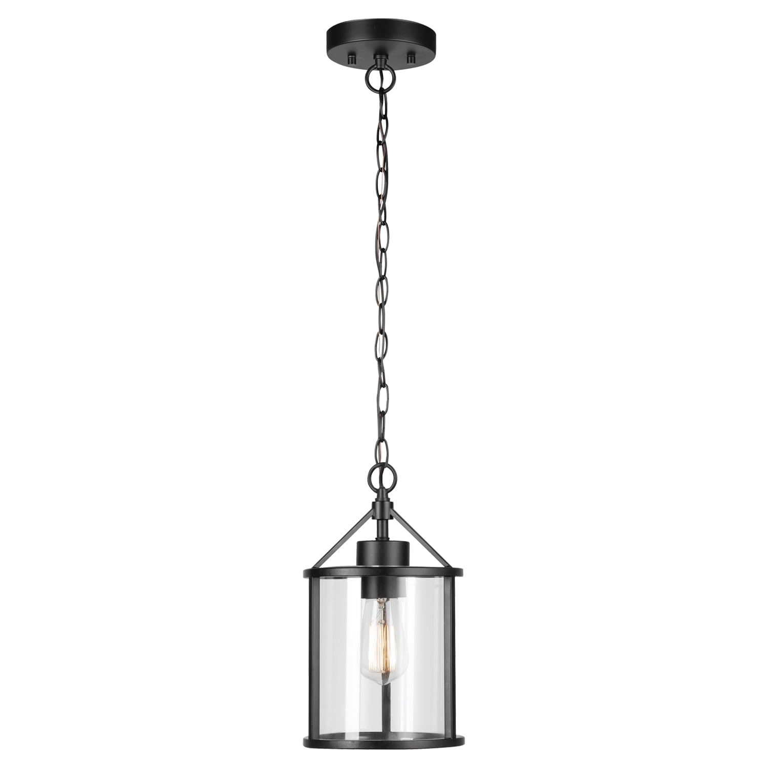Globe Electric 1-Light Black Outdoor Pendant with Clear Glass Shade ...