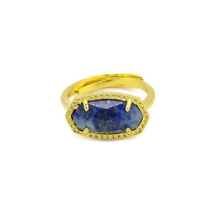 Gold Plated Adjustable Created Opal Rings | Stacking Rings | Gold Rings for Women (Jewel Blue ...