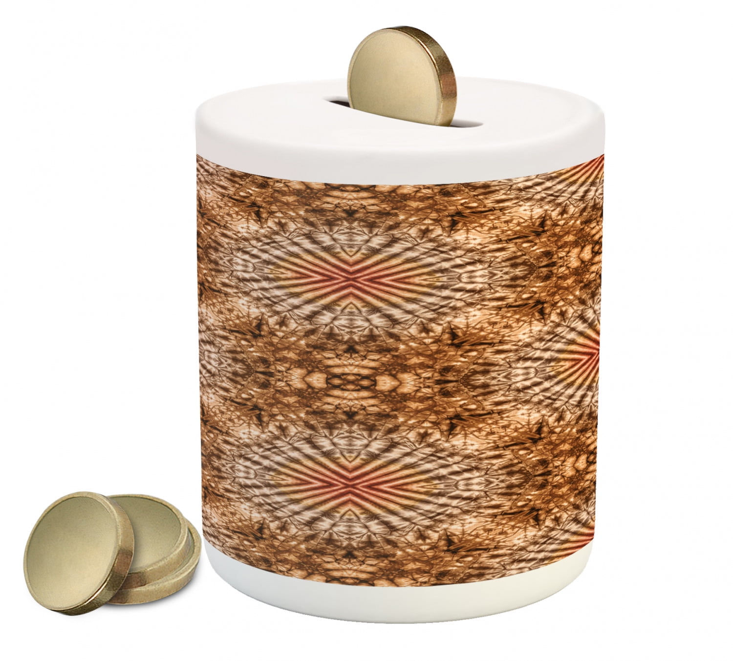 Marine Piggy Bank, Marine Shell Objects Tie Dye Effect Motif with ...