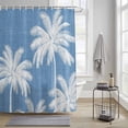 Blue Palm Trees Shower Curtain for Bathroom, Summer Beach Tropical ...