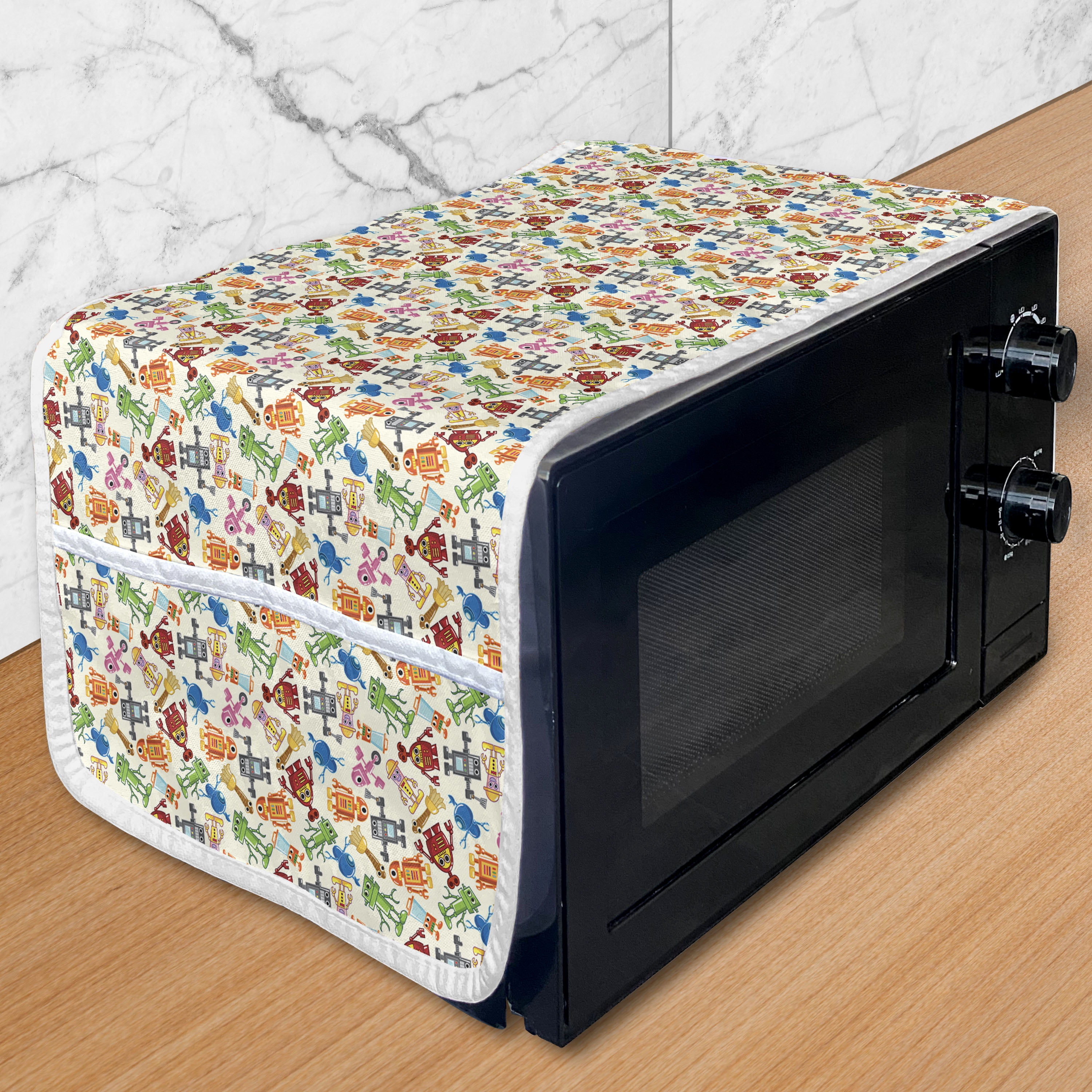 Robot Microwave Oven Cover, Colorful Cartoon Robots Style Theme ...