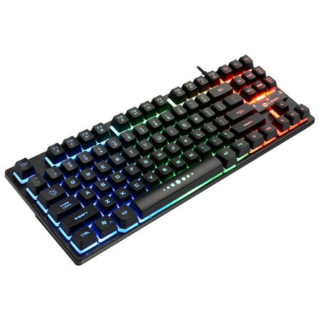 K87 USB Wired 87 Keys Mechanical Feeling RGB Breathing Backlight Gaming ...