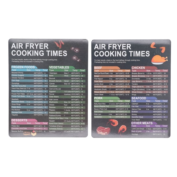 2PCS Fryer Cheat Sheet Magnetic Cooking Times Chart Easy to Read ...