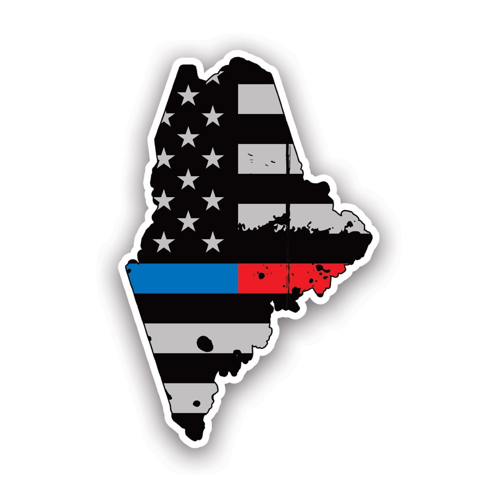 Tattered American Flag Sticker Police Thin Blue Line & Red Line Subdued ...