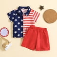 Boys Shorts Sets Independence Day Patchwork Collar Short Sleeve Shirt ...