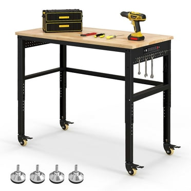 Frontier 48-inch Heavy-Duty Workbench with Adjustable Height, Wood ...