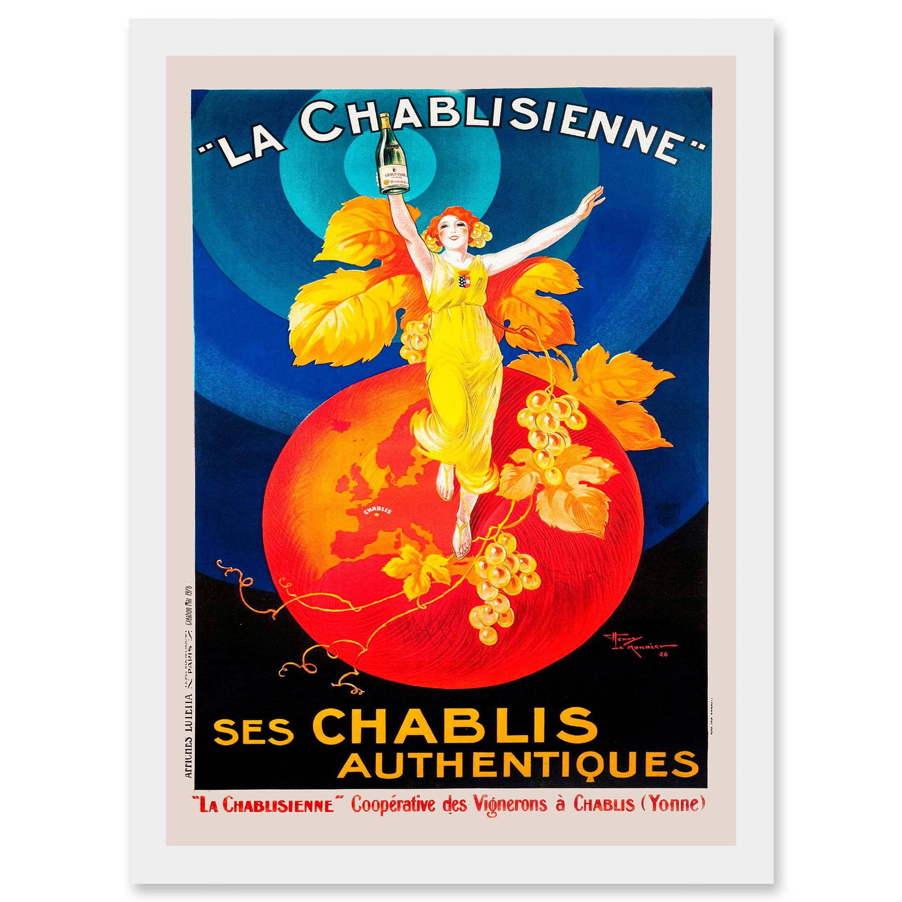 Chablis Wine French Vintage Advert Artwork Framed Wall Art Print A4 ...