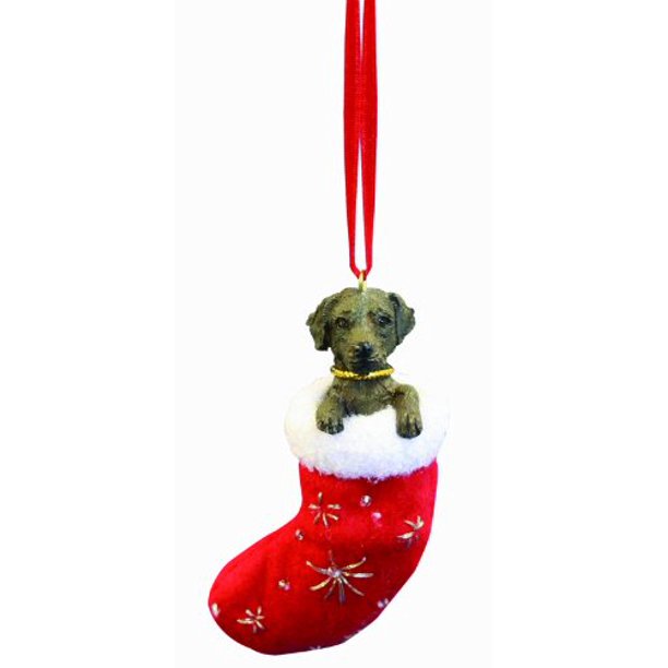 Chocolate Labrador Christmas Stocking Ornament with "Santa's Little ...