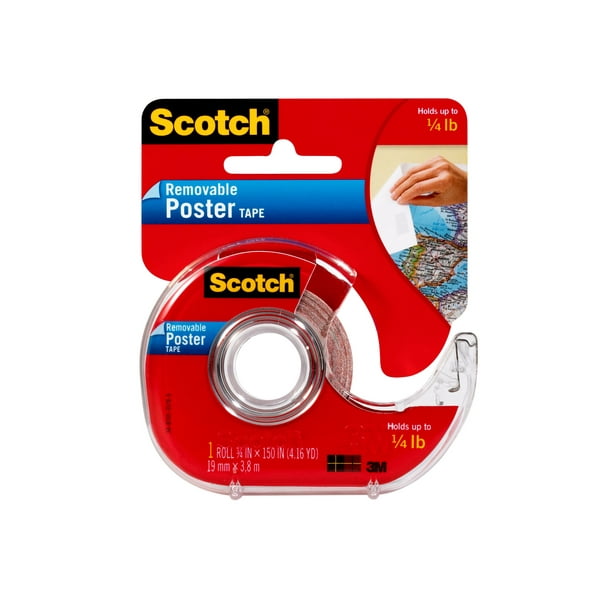 Scotch Removable Poster Tape, Clear, 3/4 in x 150 in, 1 Roll - Walmart ...