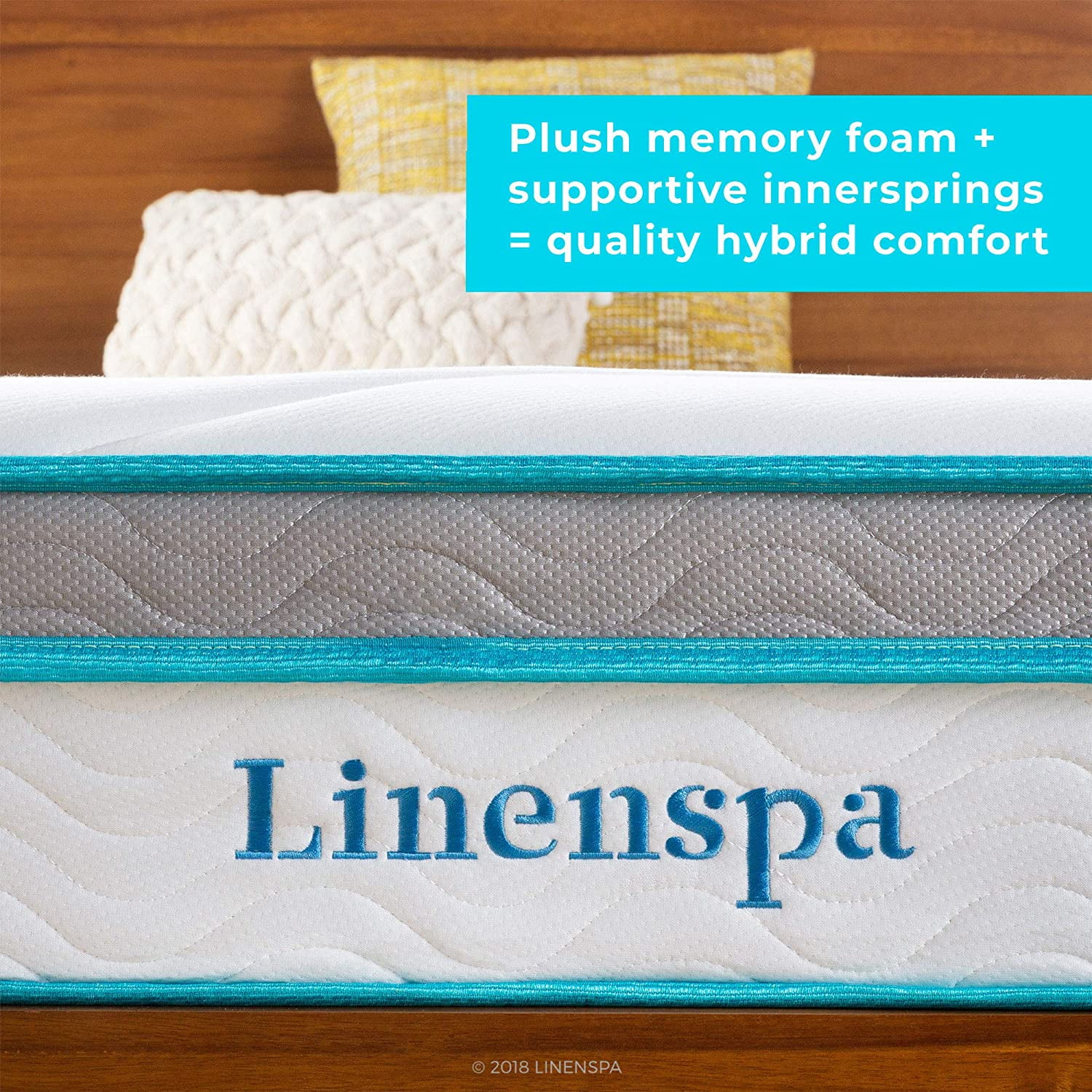 Buy Linenspa 12 Inch Memory Hybrid Plush-Individually Encased Coils ...