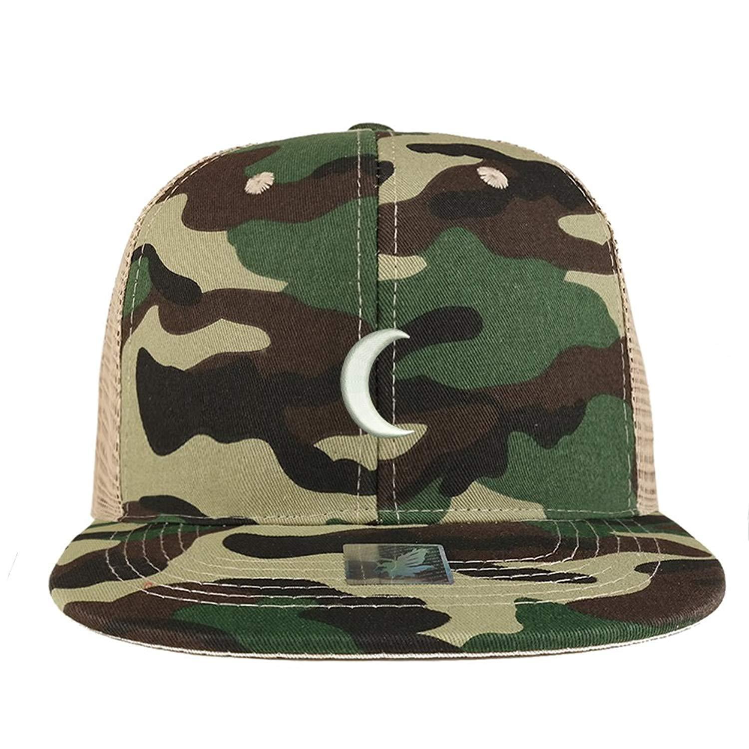 Trendy Apparel Shop Crescent Moon Embroidered Cotton Camo Flat Bill ...