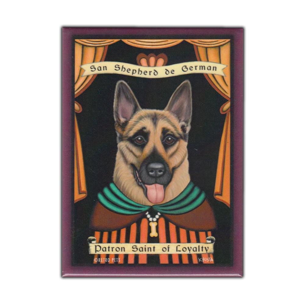 Retro Pets Magnet, Patron Saint Dog Series, German Shepherd, Vintage ...