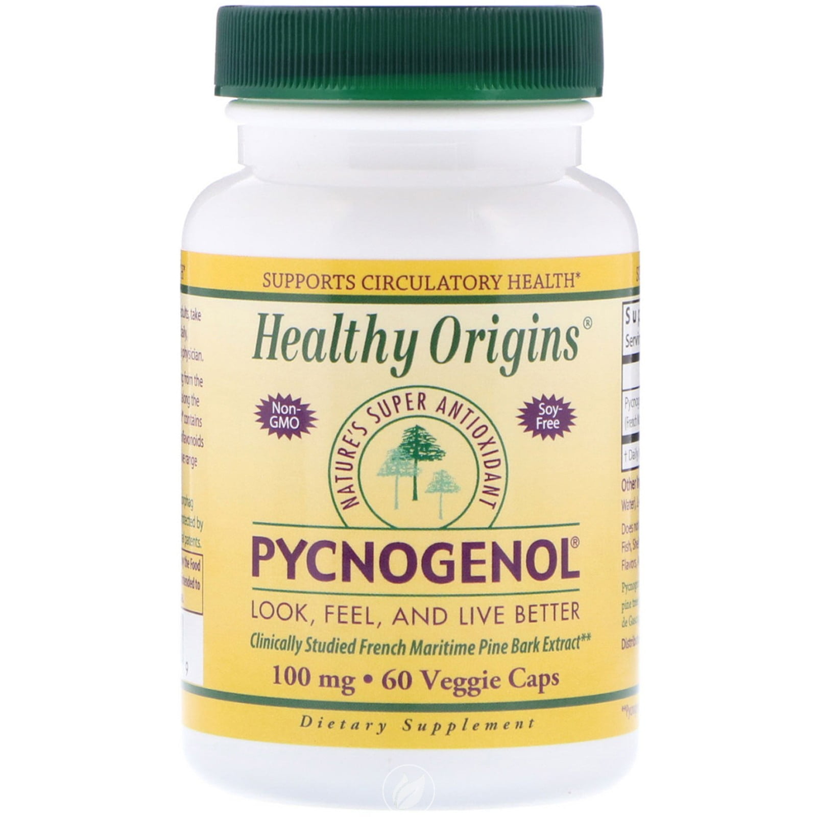 Healthy Origins Pycnogenol 100mg 60 Capvegi - Walmart.com